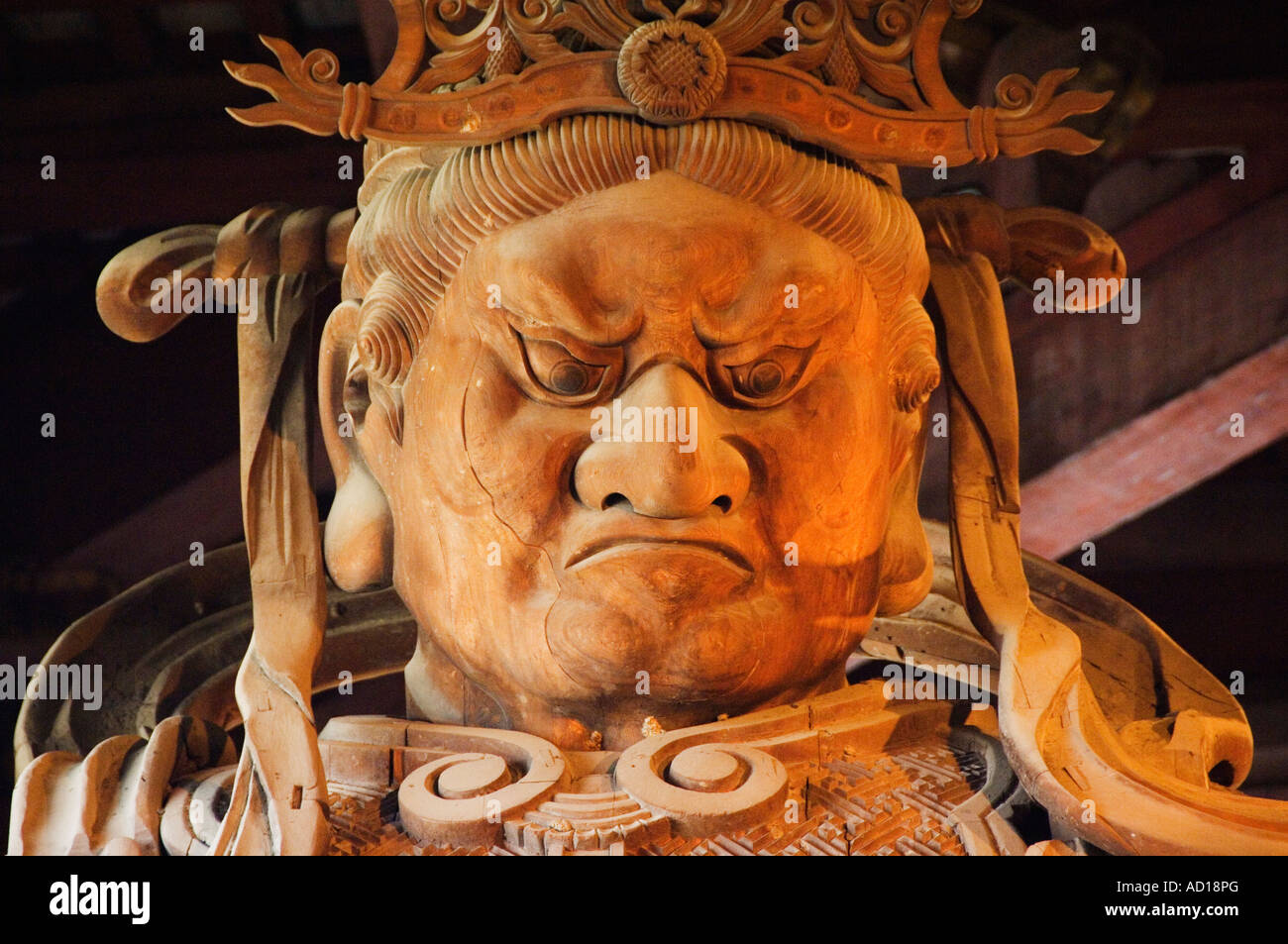 Japan Honshu Island Nara City Todaiji Temple wooden sculpture og temple ...