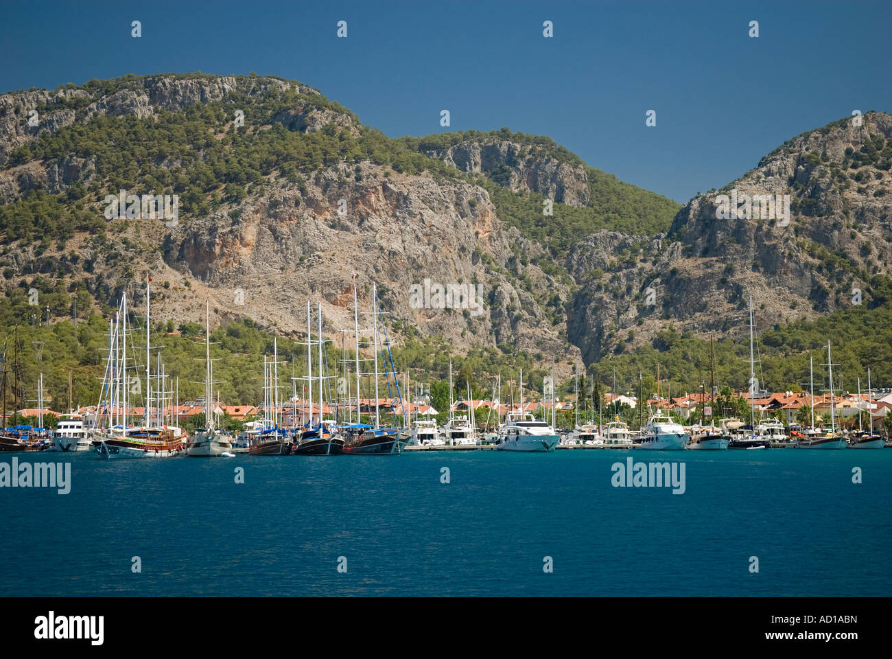 Gocek Harbor and Gocek Town, Fethiye Turkey Stock Photo - Alamy