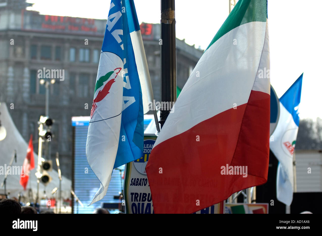 italian and political flags - electoral meeting Stock Photo - Alamy