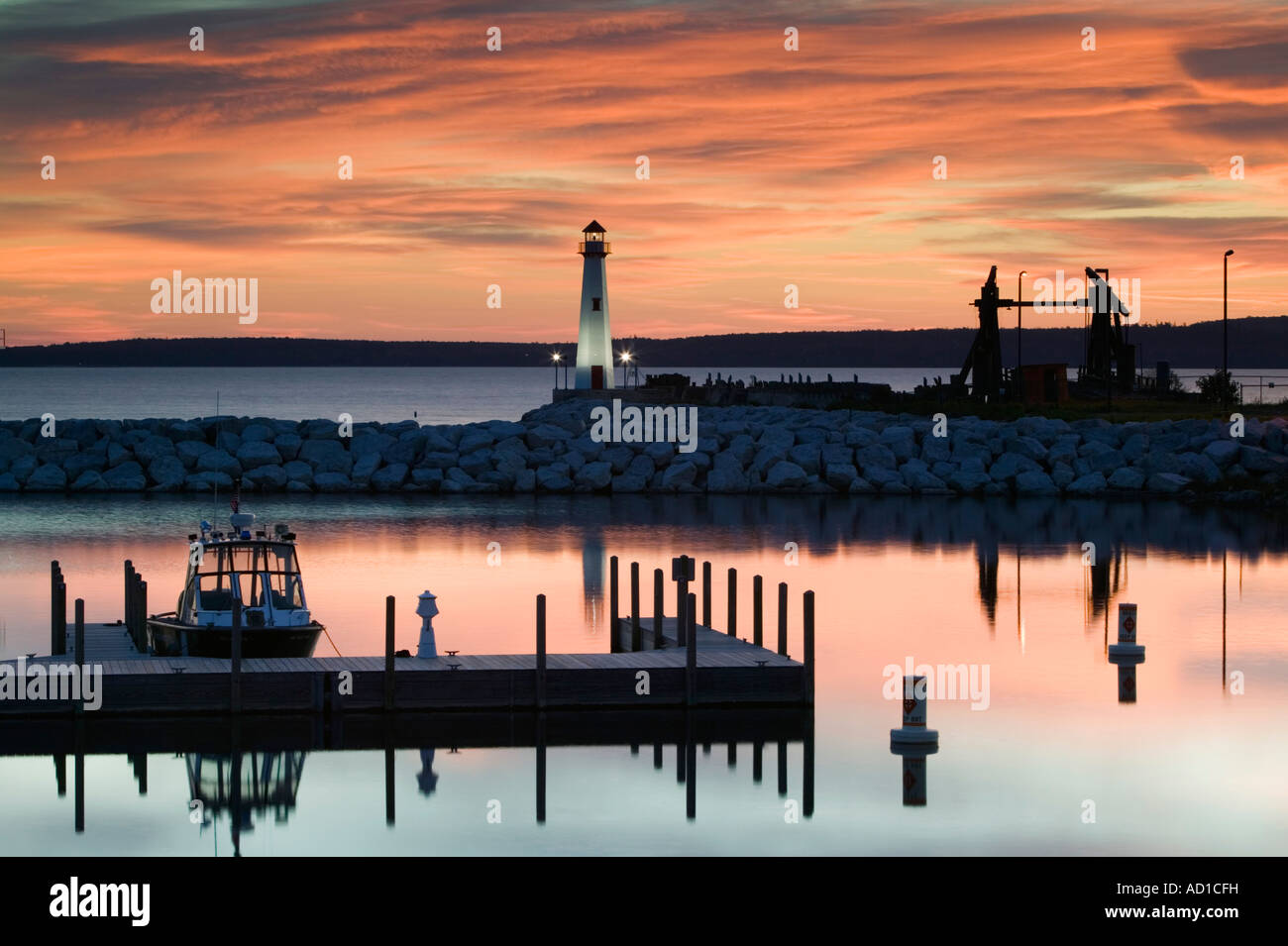St. Ignace Lighthouse on Lake Huron, Upper Peninsula, Michigan, USA ...
