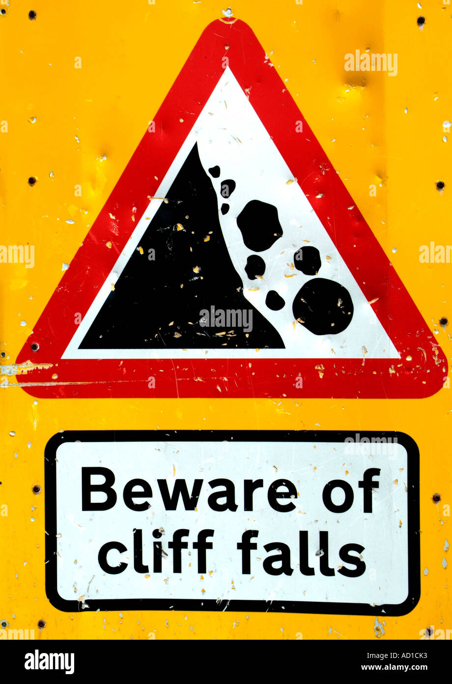 Warning Cliff Falls Danger Sign Stock Photos & Warning Cliff Falls ...