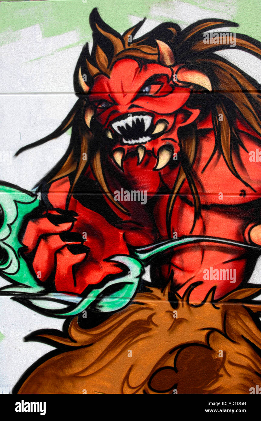 Graffiti red demon devil monstrous hi-res stock photography and images ...