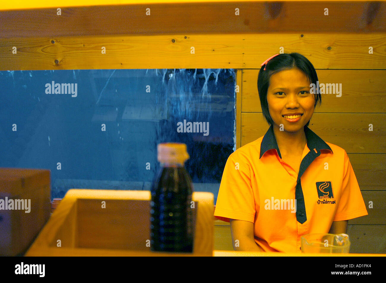 Female Employee at a Fast food diner Thailand Stock Photo - Alamy