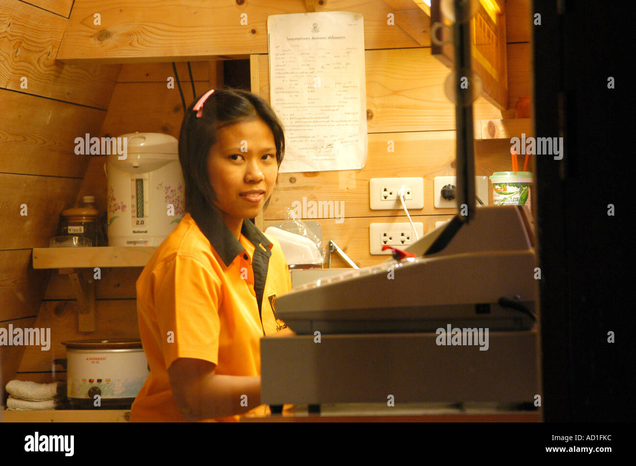 Female Employee at a Fast food diner Thailand Stock Photo - Alamy