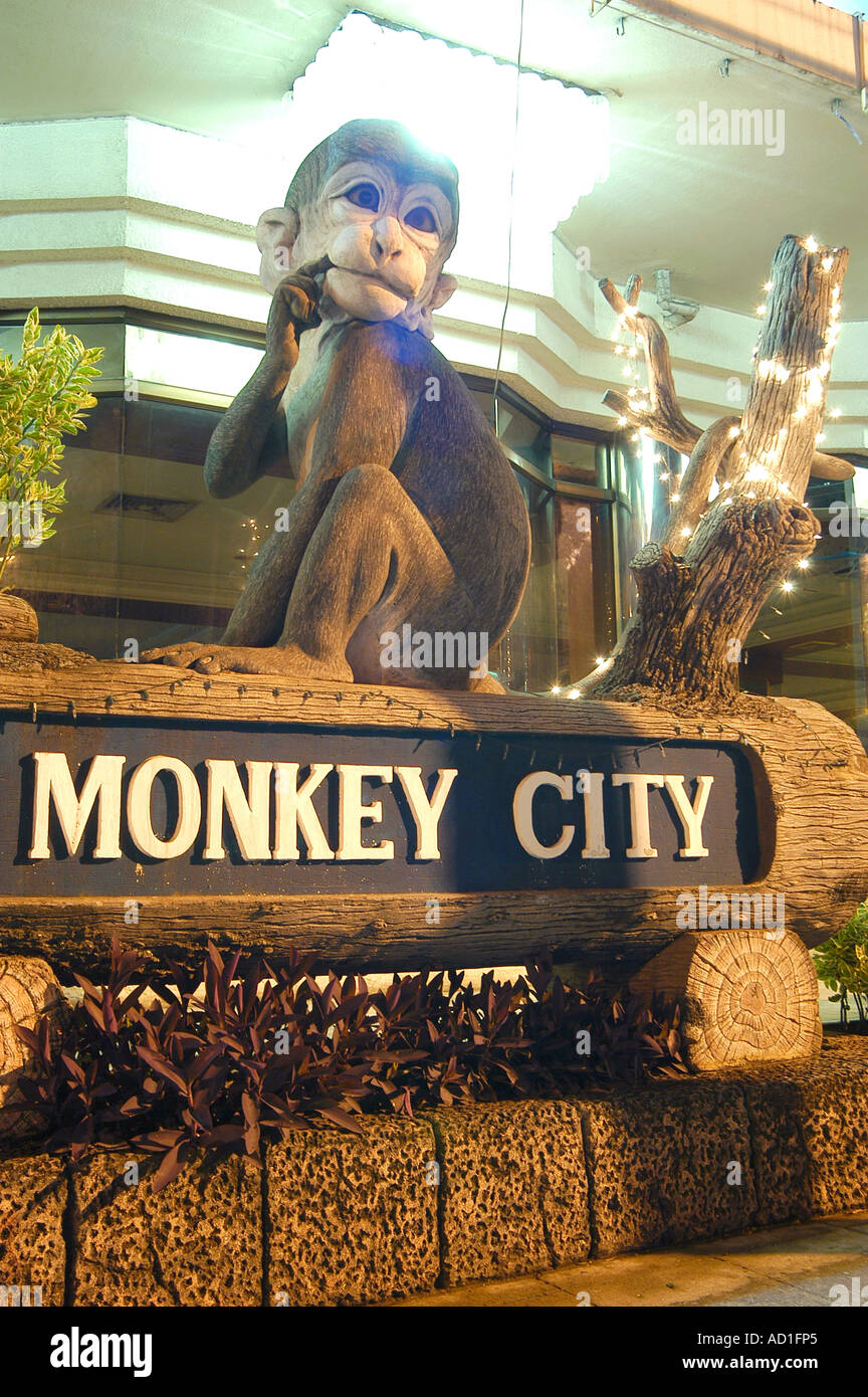 Monkey City Lopburi Thailand Stock Photo - Alamy