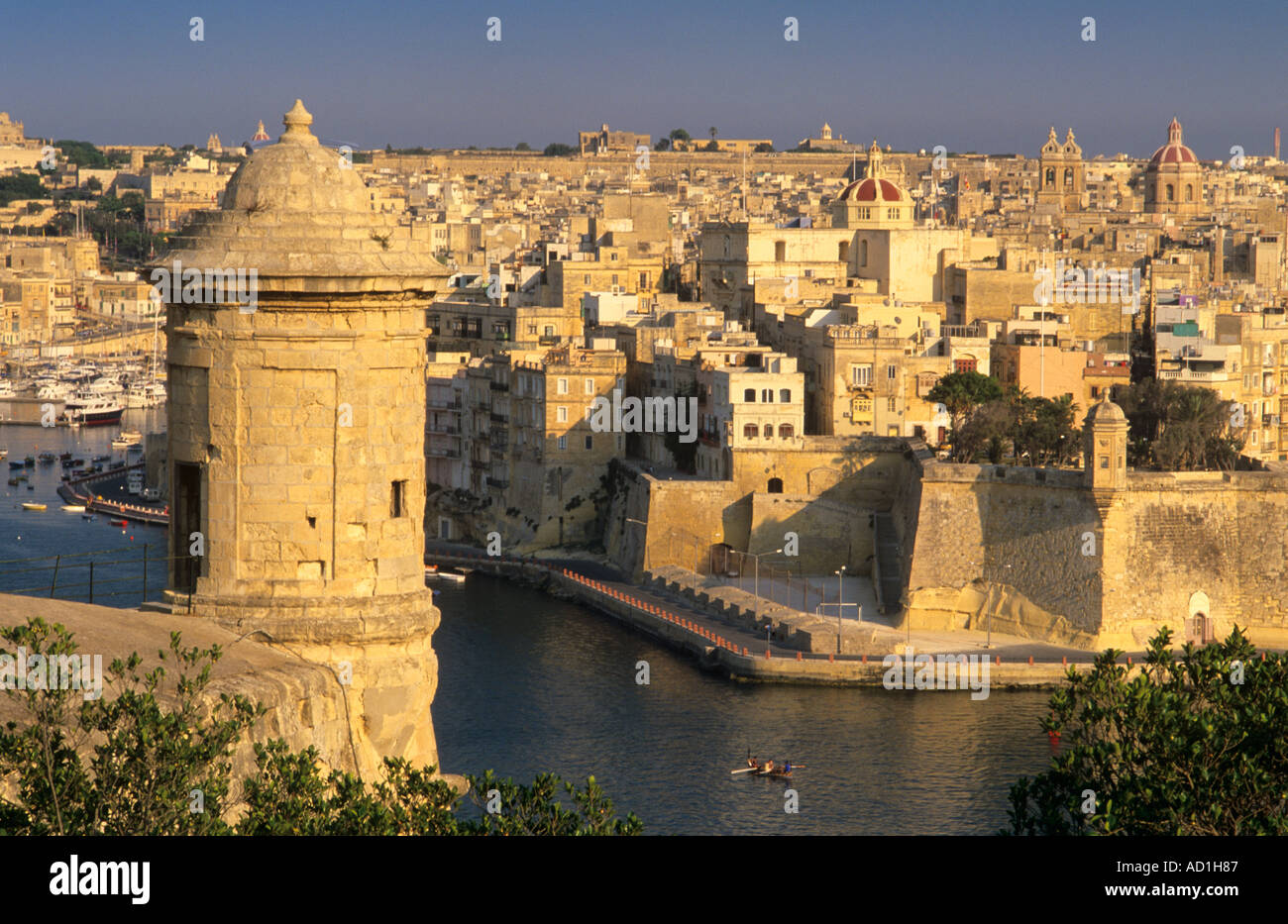 Sentry post and view to Senglea Grand Harbour Valletta Malta Stock ...