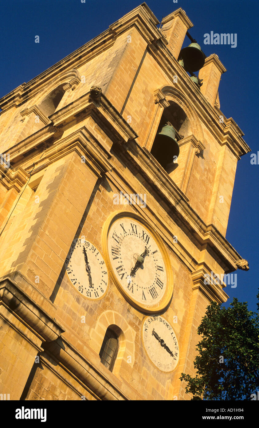 St Johns Co Cathedral bell tower Valletta Malta Stock Photo - Alamy