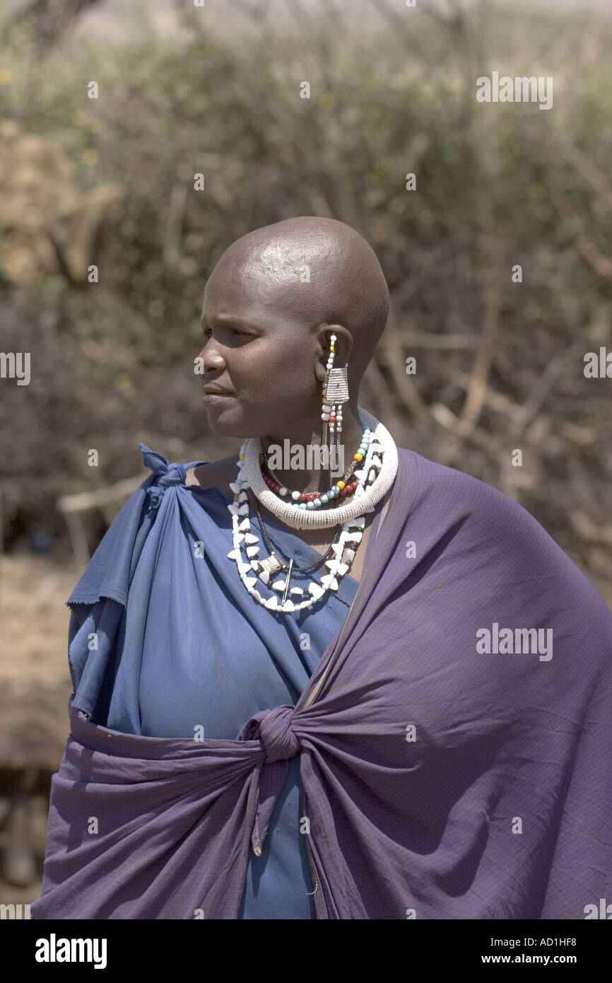 Africa Tanzania people native tribe Masai woman Jewellery Stock Photo ...