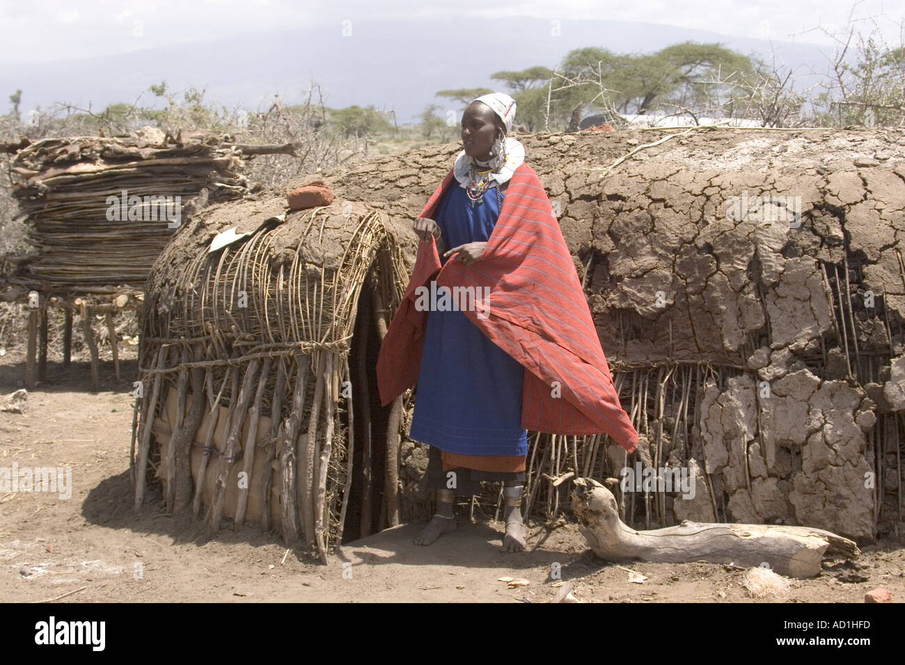 Africa Tanzania people native tribe Masai women traditional dress mud ...