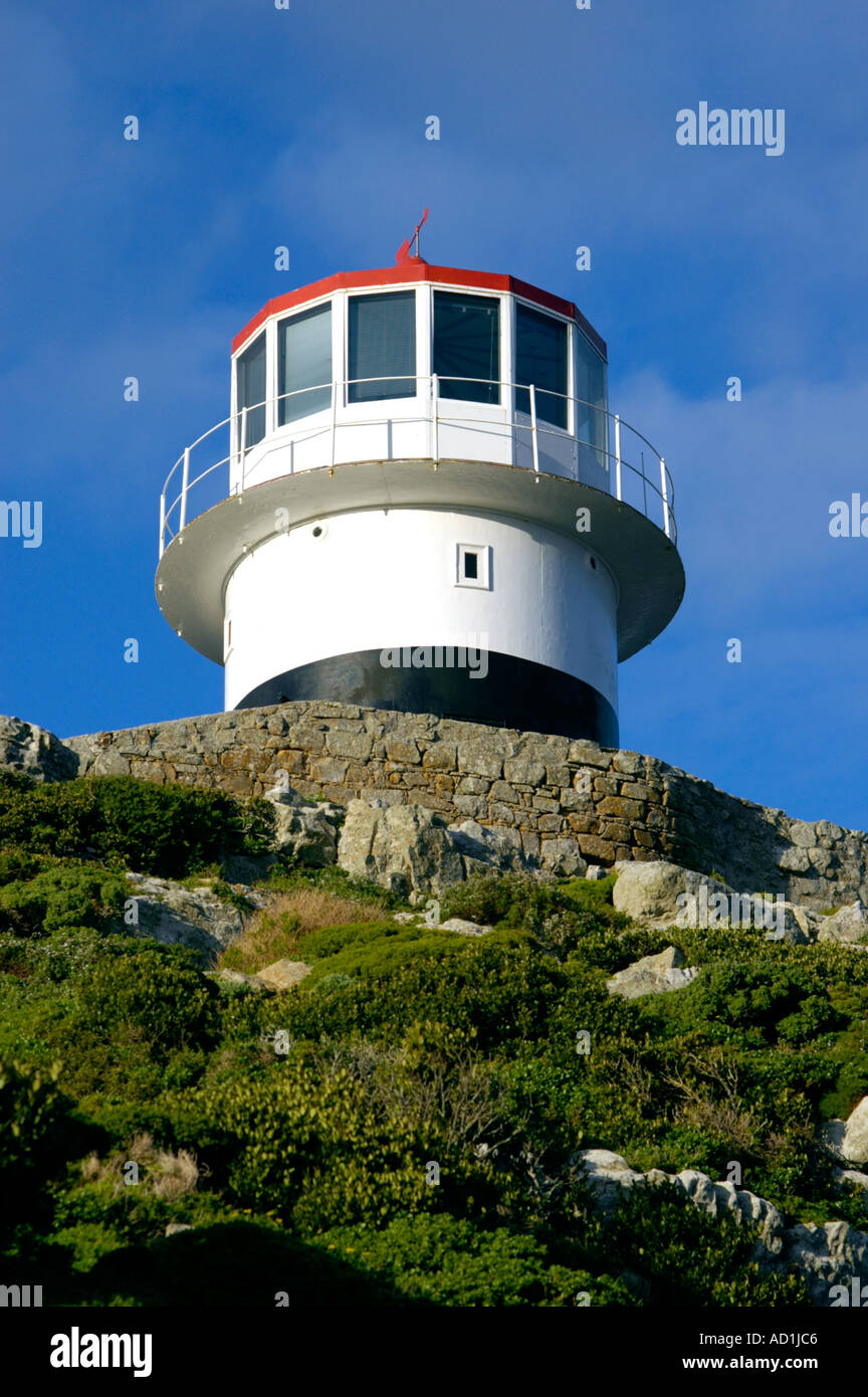 Cape Point Historic Lighthouse at the tip of South Africa with dark ...