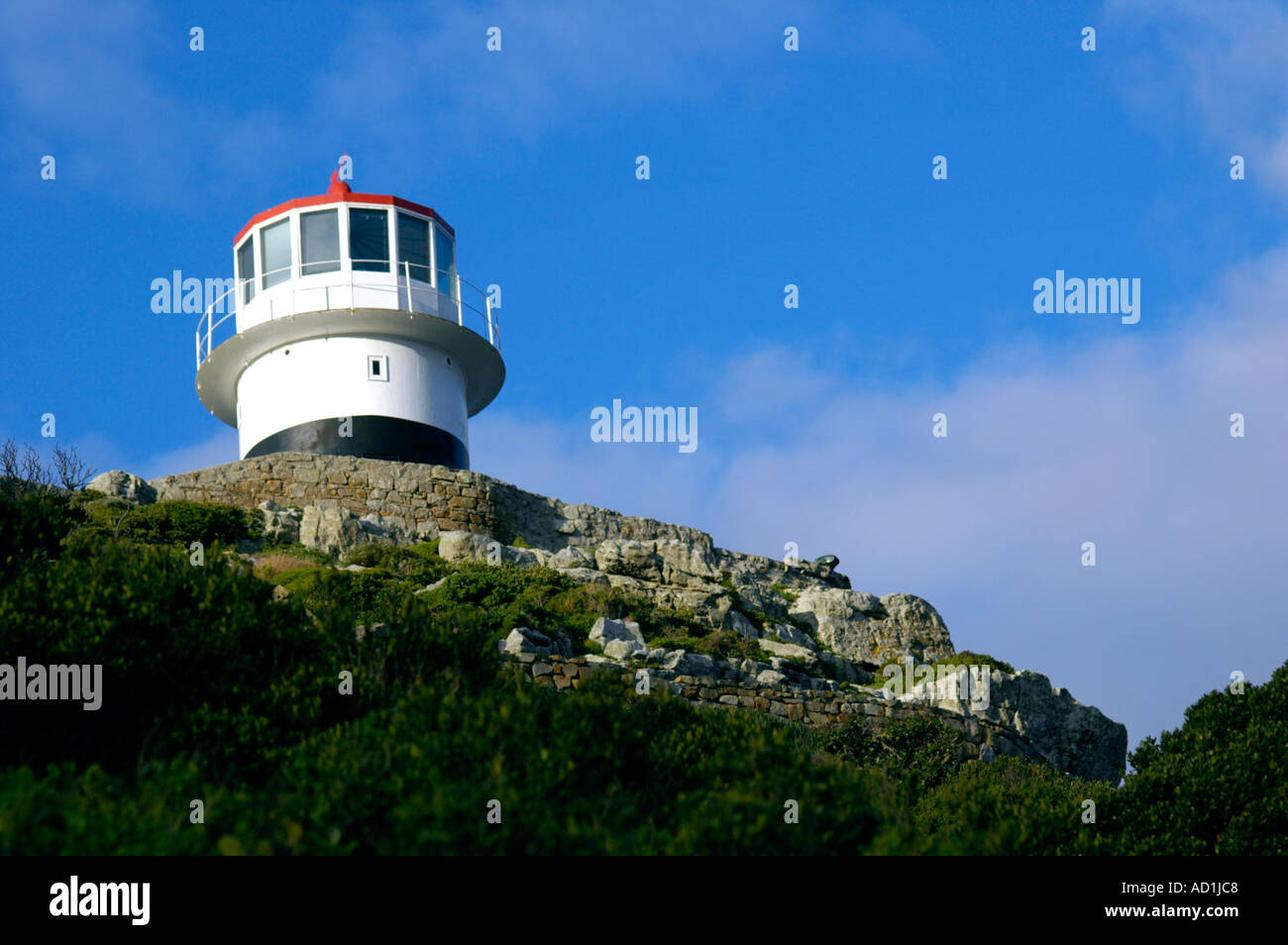 Cape Point Historic Lighthouse at the tip of South Africa with dark ...