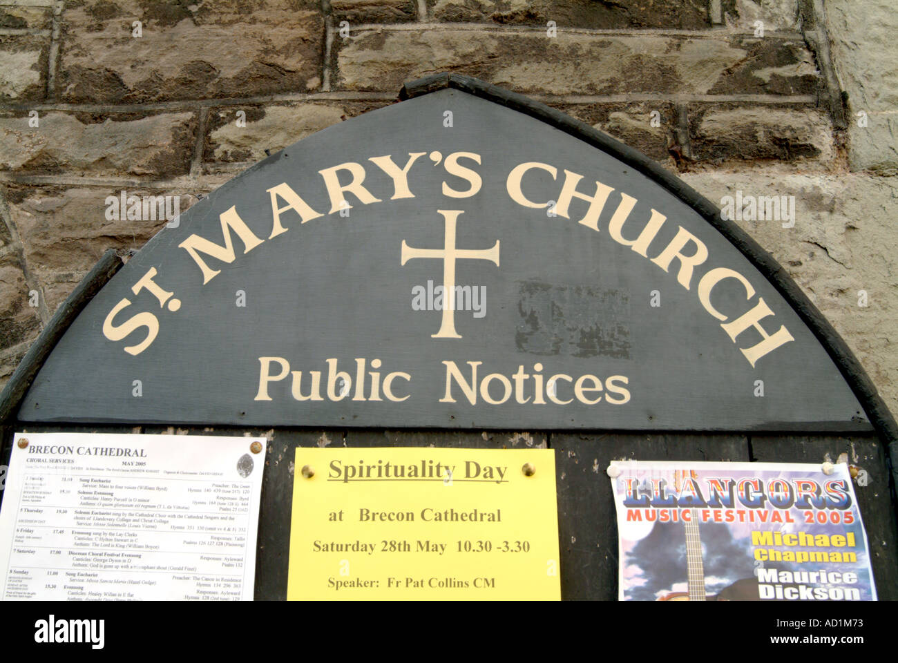 St Mary’s Church sign Brecon Wales Stock Photo - Alamy