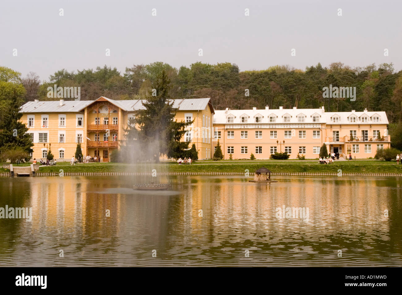 Heritage houses in Naleczow spa resort Lublin area Poland Stock Photo ...
