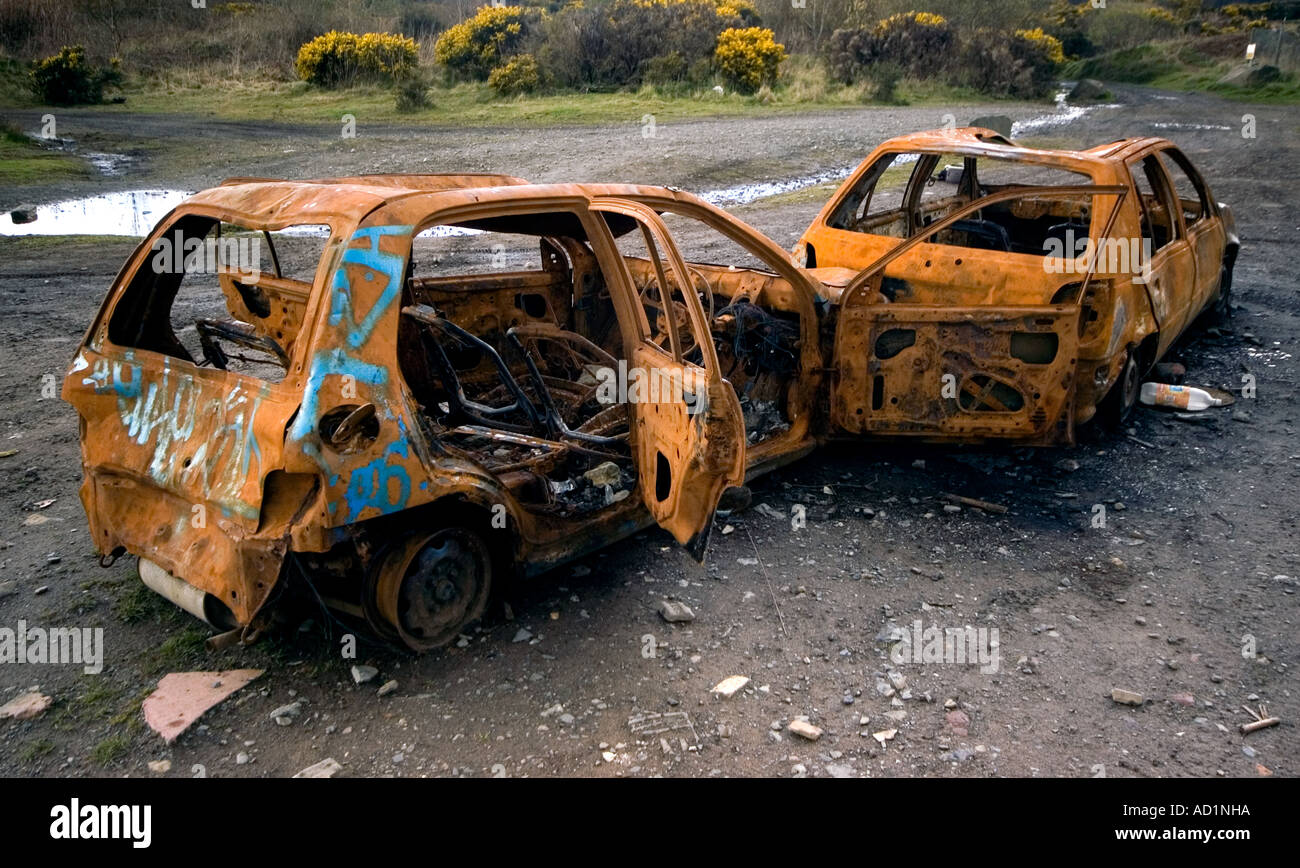 Burnt out cars Stock Photo - Alamy
