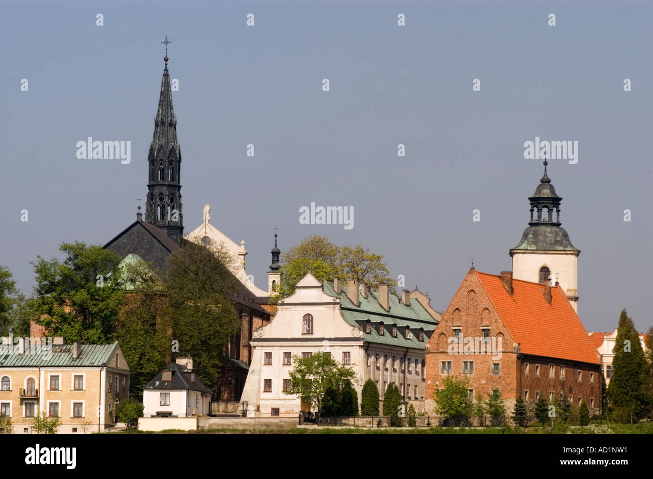 Sandomierz heritage buildings panorama with Dlugosz house and Cathedral ...