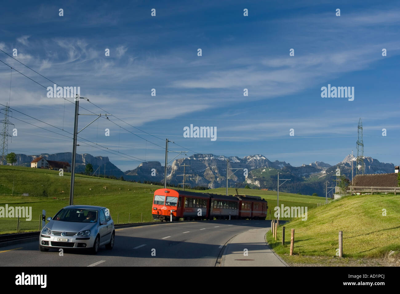 Competing Transportation options in Appenzell countryside, Switzerland ...