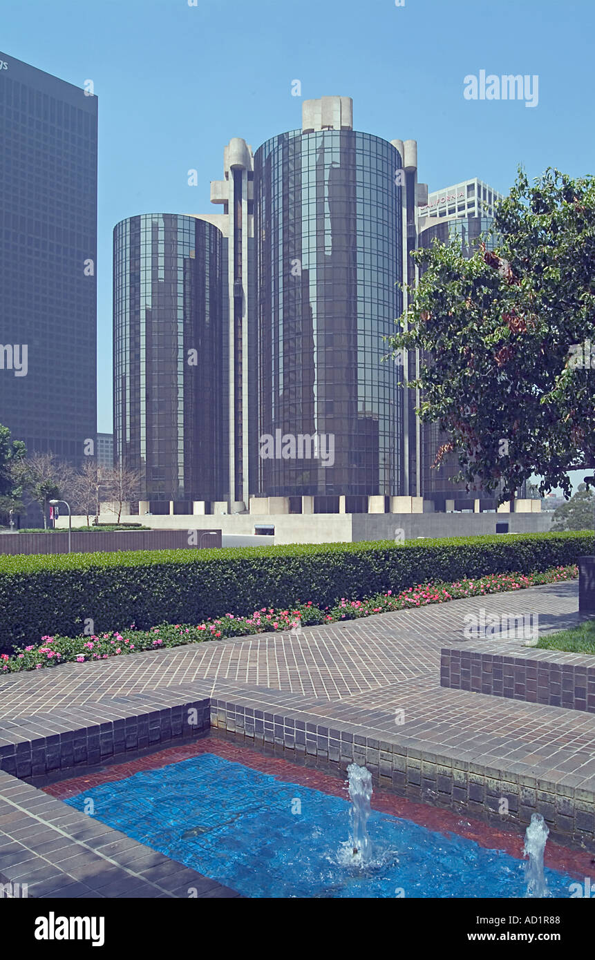 Tall corporate office buildings in downtown Los Angeles CA Bunker Hill ...