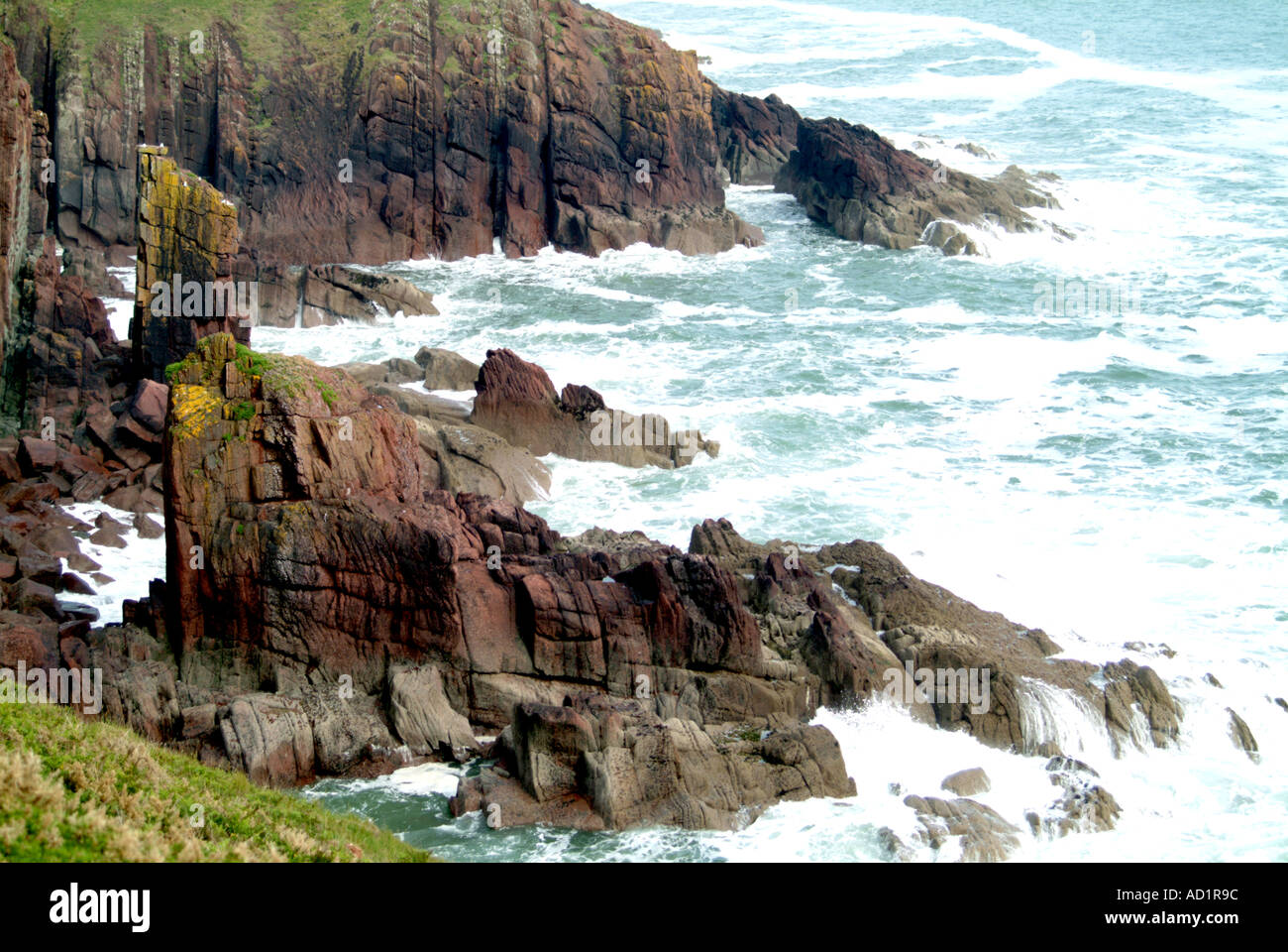 Cliff top view over the Bristol Channel Manobier Wales Stock Photo - Alamy