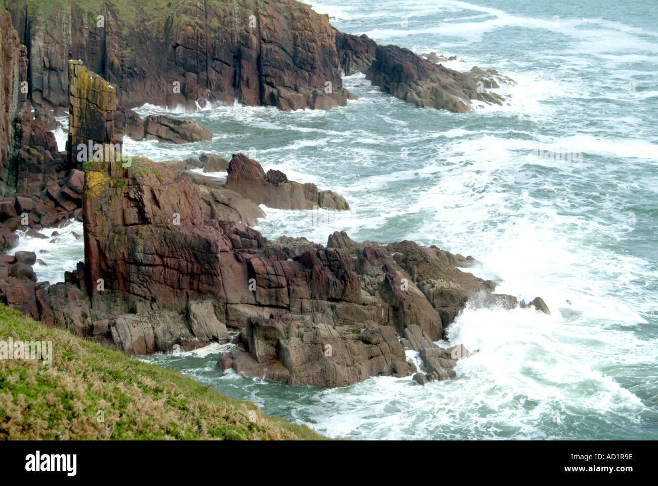 Cliff top view over the Bristol Channel Manobier Wales Stock Photo - Alamy