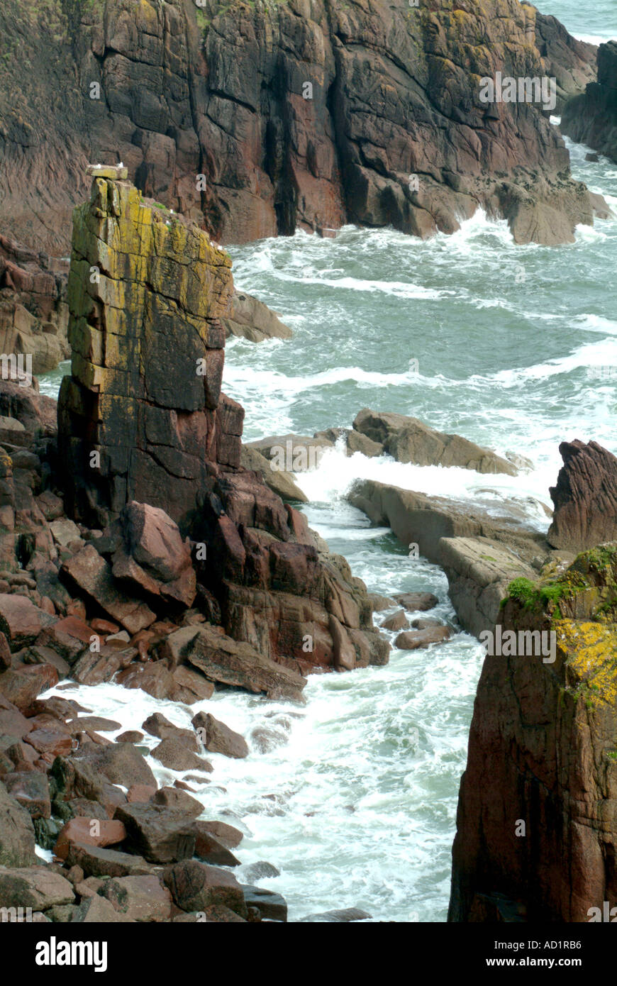 Cliff top view over the Bristol Channel Manobier Wales Stock Photo - Alamy