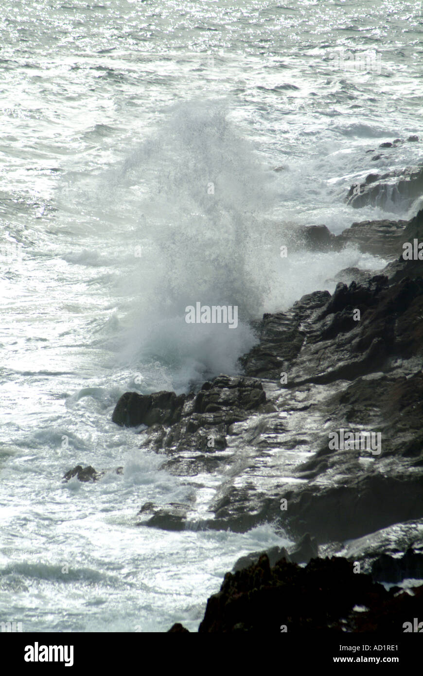 Cliff top view over the Bristol Channel Manobier Wales Stock Photo - Alamy