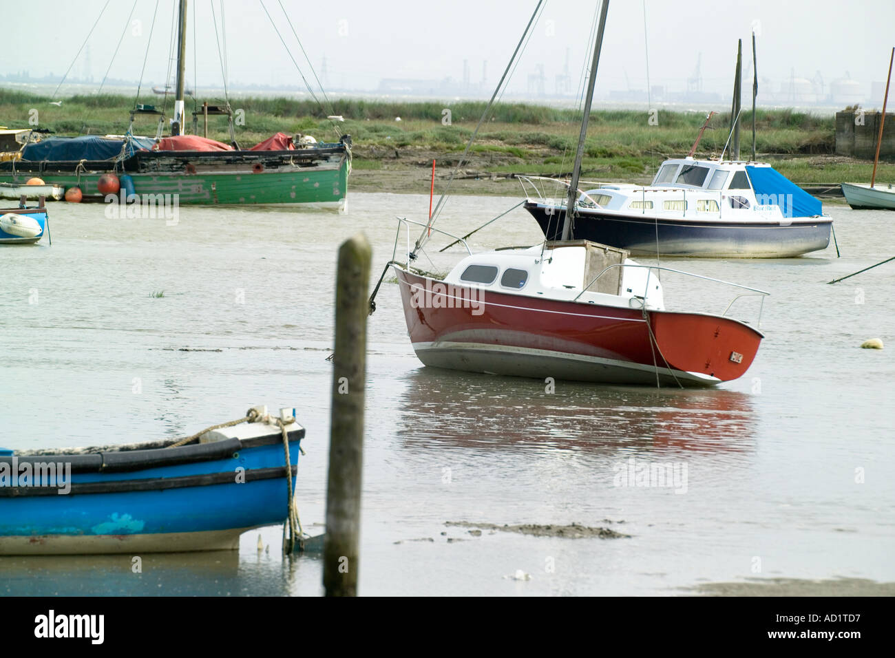 Boats in the inlet at Leigh On Sea Essex UK Stock Photo - Alamy