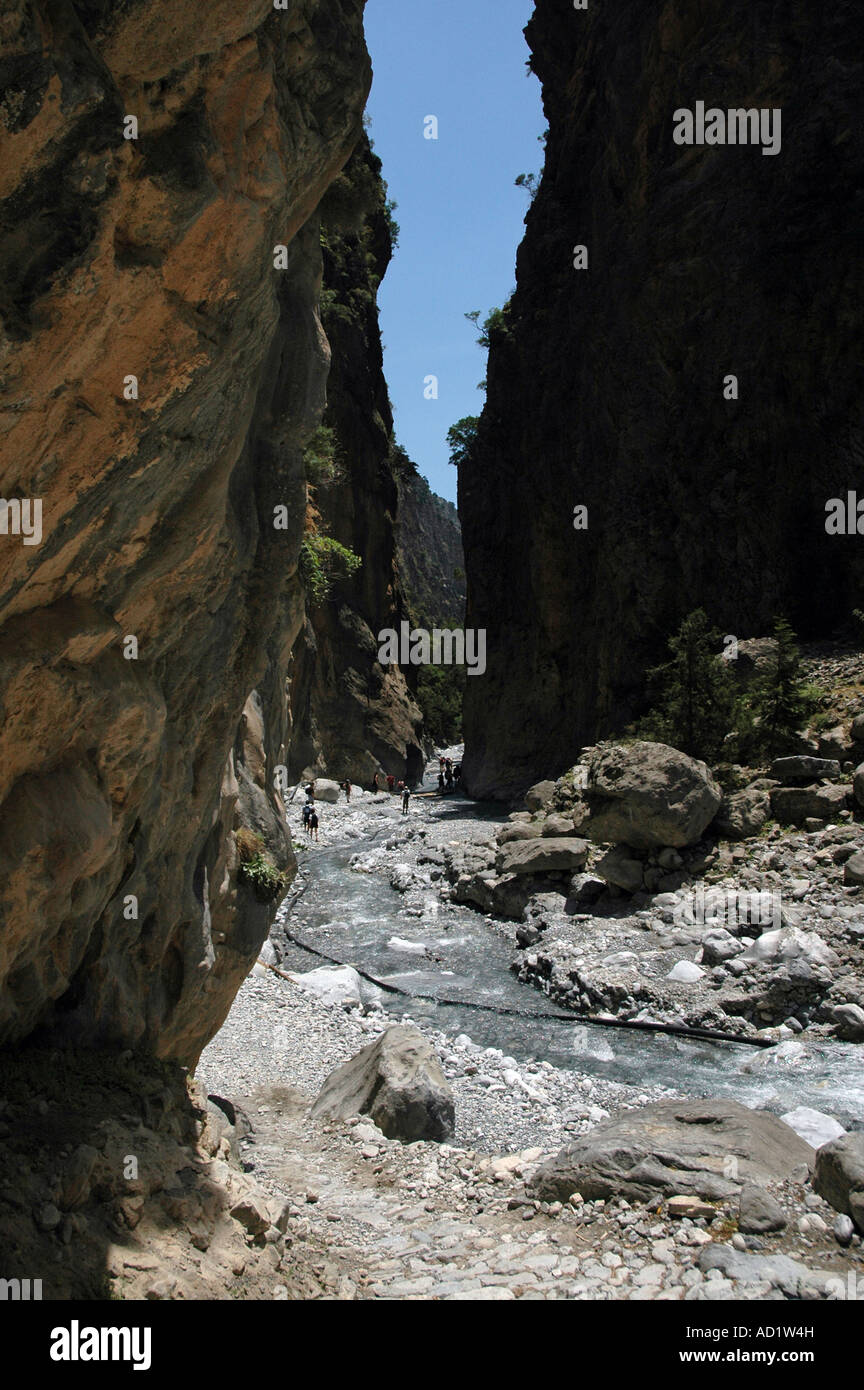 Narrow pass between huge mountain walls called Iron Gates in Samaria ...