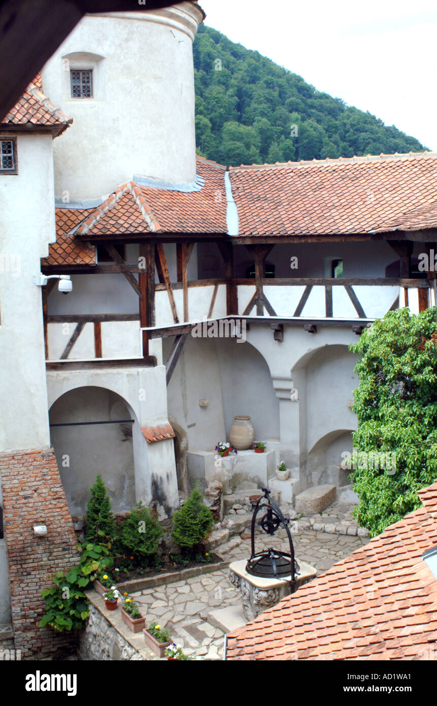 Castle Bran near Brasov interior court view Transylvania Romania ...