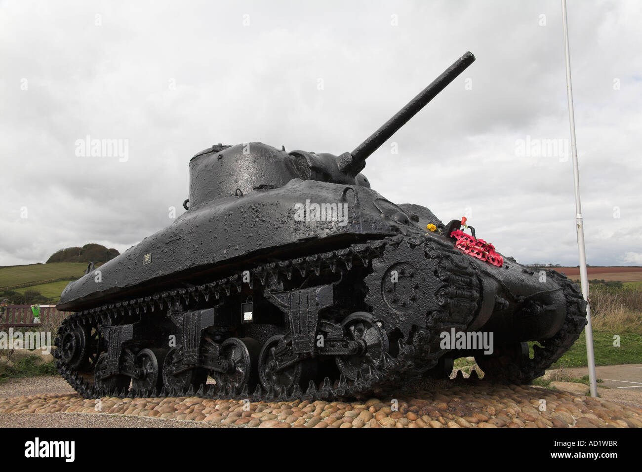 Sherman tank at Slapton Devon England memorial to dead during training ...