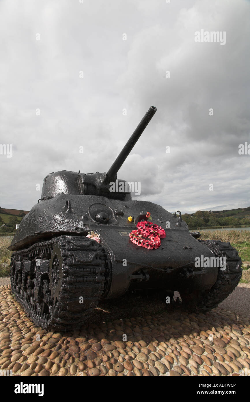 US army Sherman tank at Slapton Devon England memorial to soldiers ...
