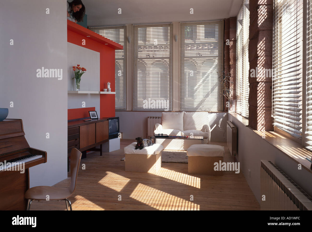 Glasgow Loft, Scotland. Living area. Architect: Gareth Hoskins Stock ...