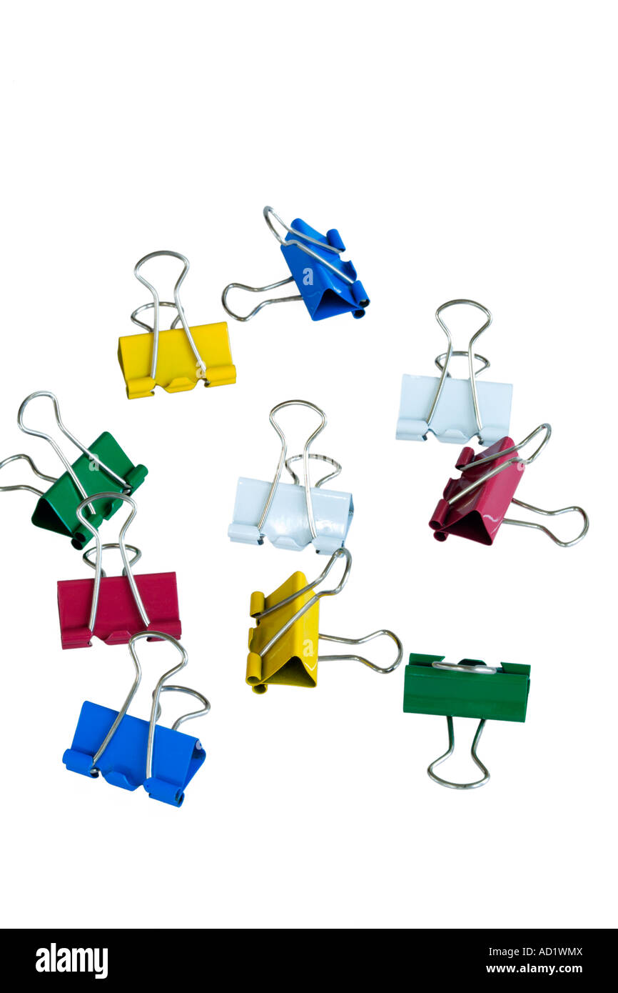Multicolor bulldog paper document clips Stock Photo - Alamy