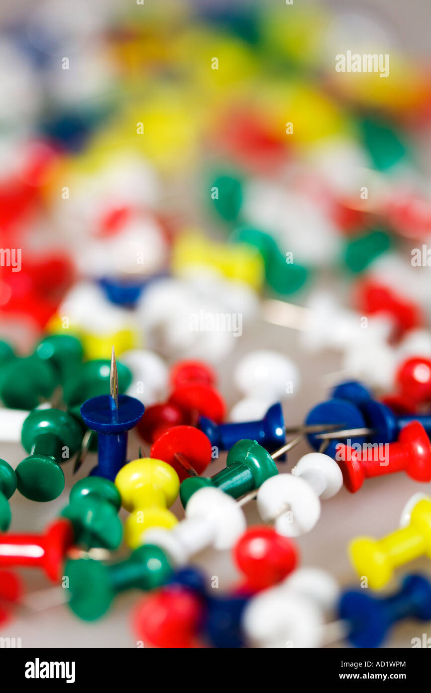 Multicolor paper document pins Stock Photo - Alamy