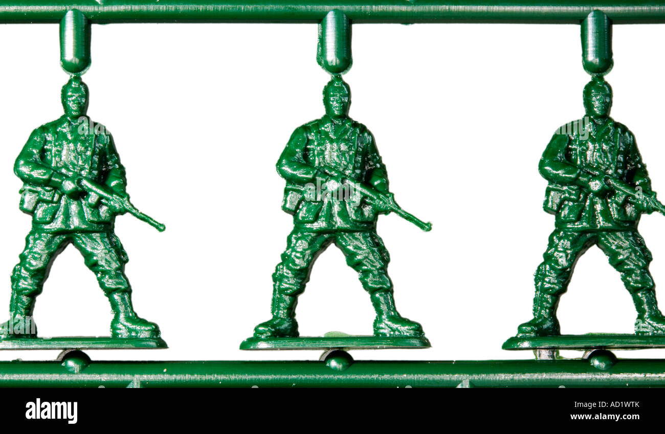 Green injection molded plastic toy model soldiers Stock Photo - Alamy
