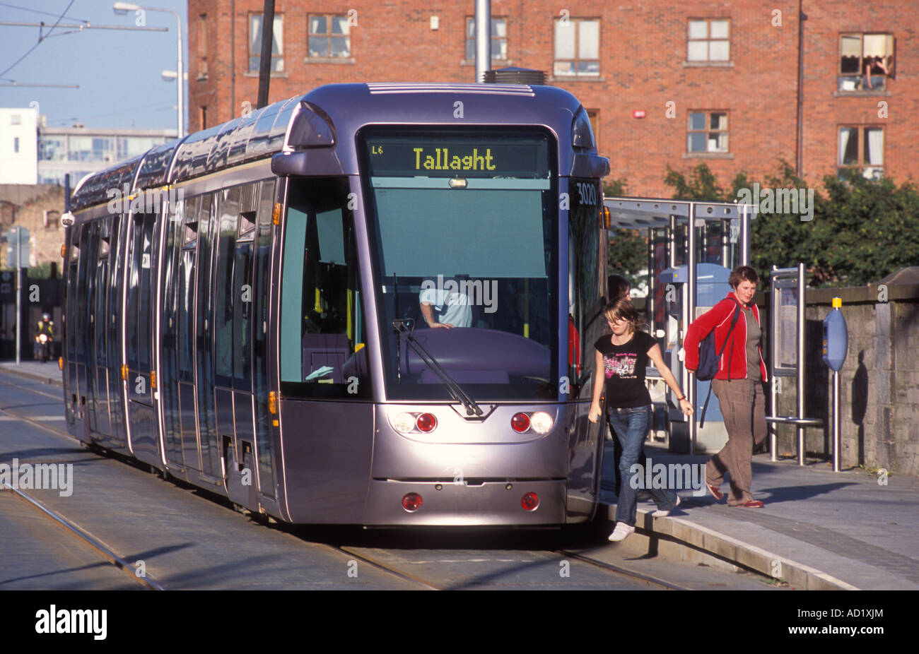 LUAS urban railway at a stop in Dublin Ireland Stock Photo - Alamy
