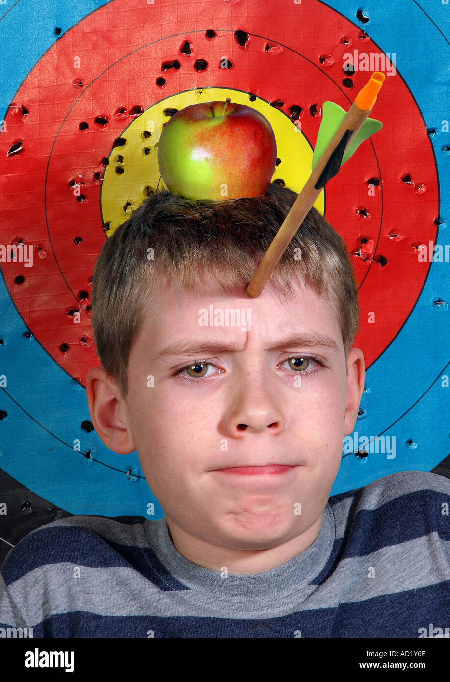 BOY WITH ARROW IN HEAD- HUMOR - meant to reflect frustration, bad aims ...