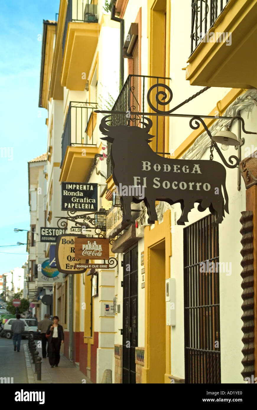 Shop signs in Ronda Spain Stock Photo - Alamy