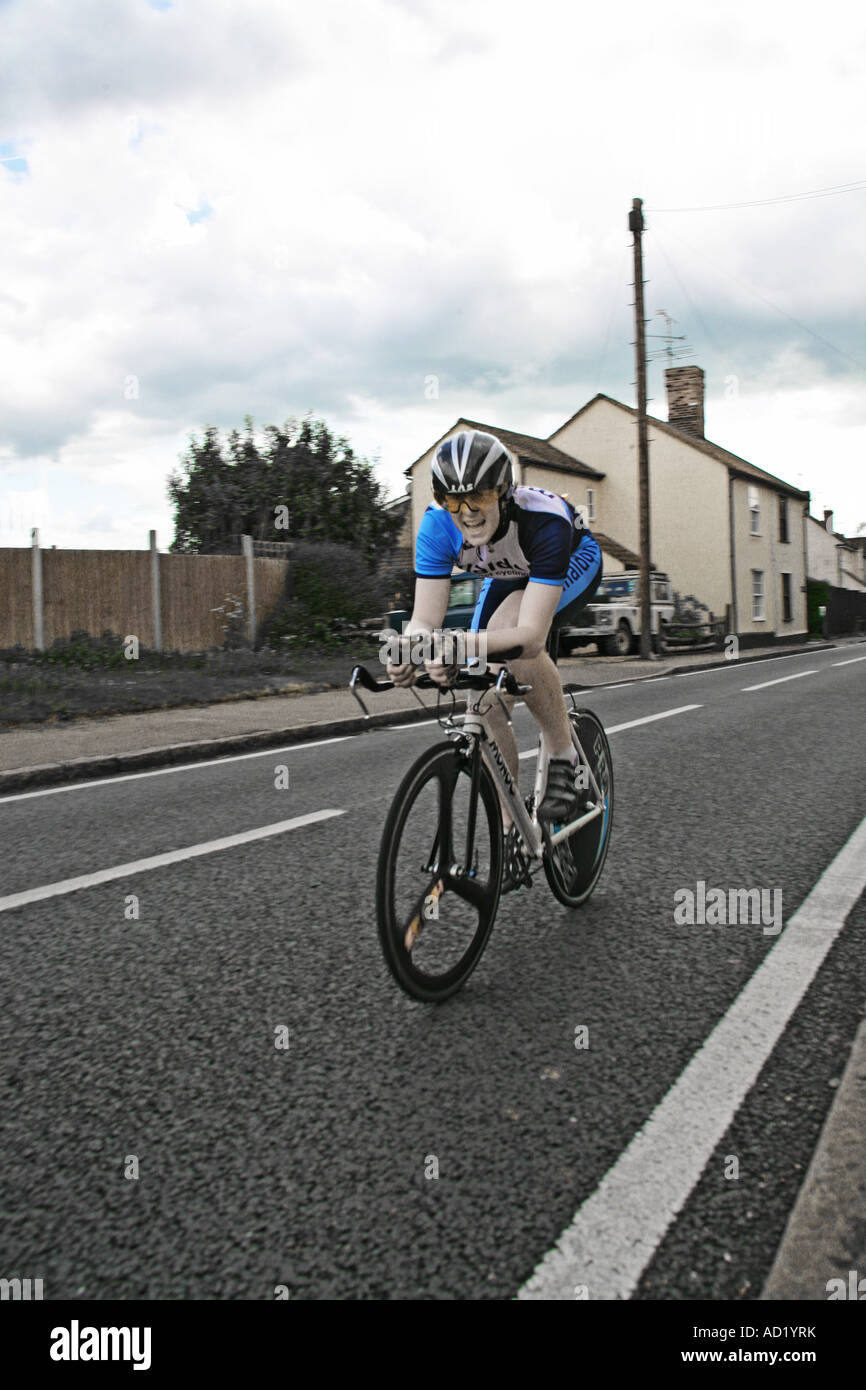 single rider street racing Stock Photo - Alamy