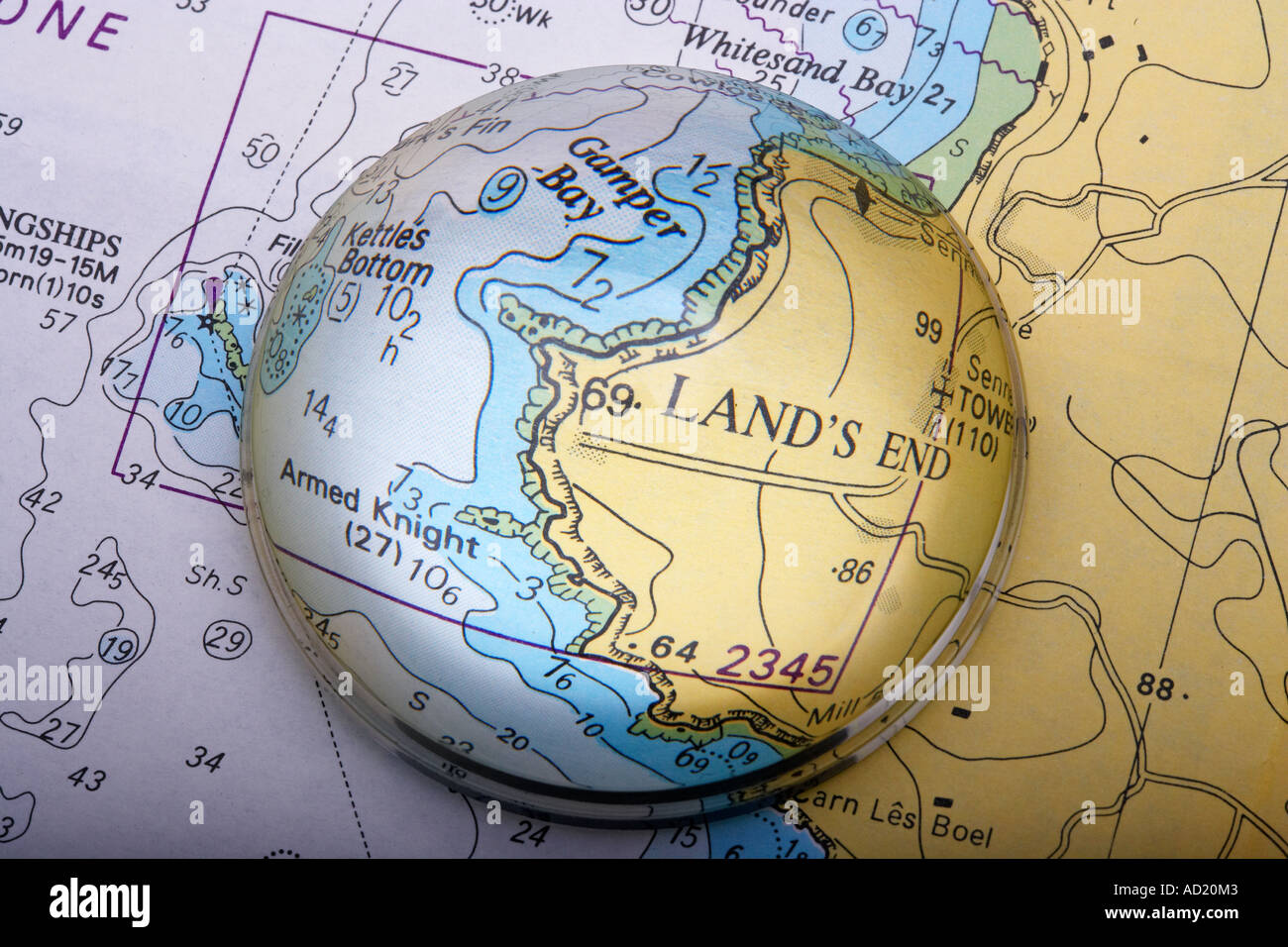 Seafaring Navigation Chart Showing Lands End in Cornwall, UK Stock ...