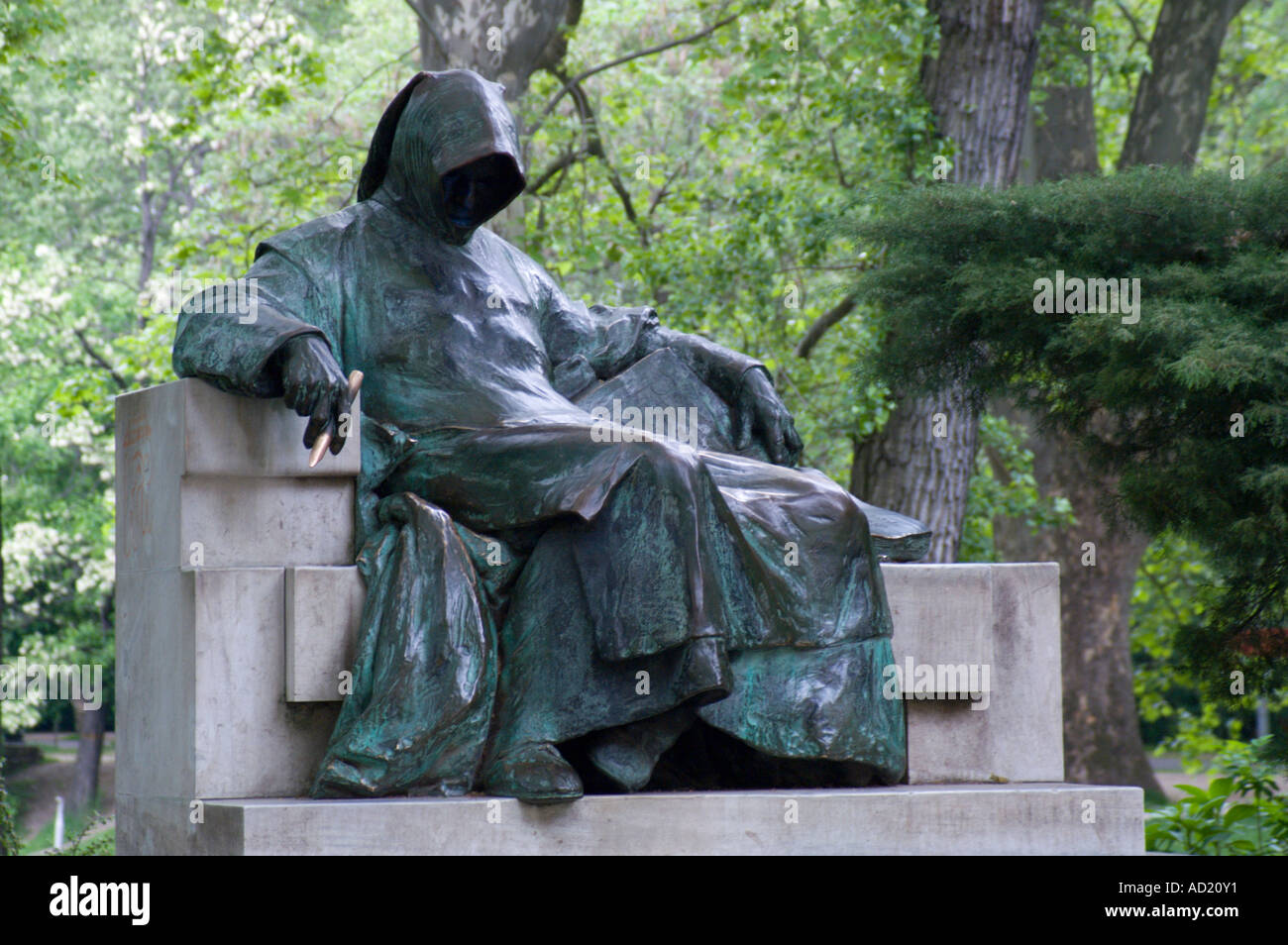 Statue of the chronicler Anonymus by Miklós Ligeti 1903 in Budapest ...