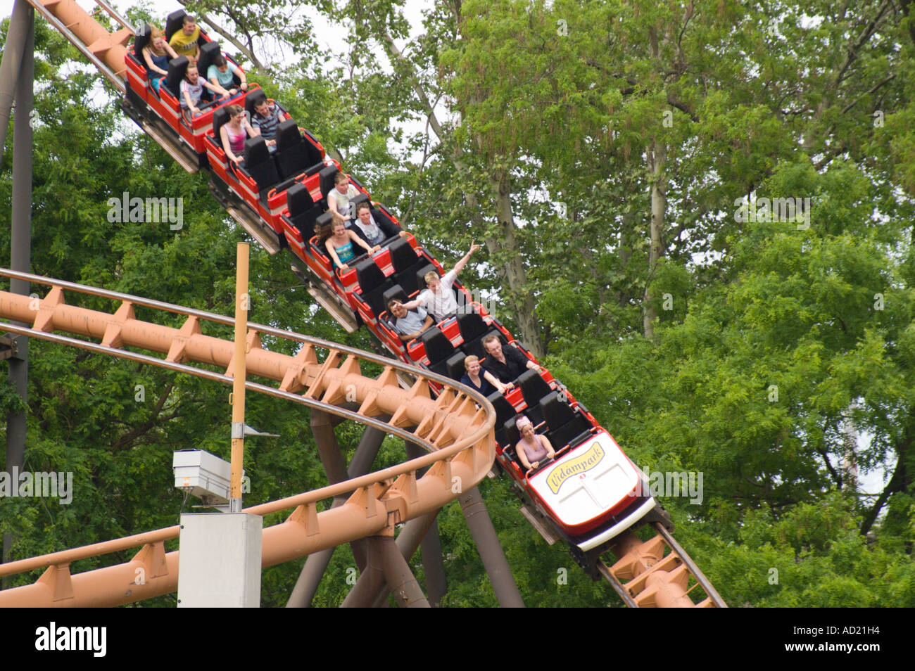 Budapest Funfair roller coaster rides Stock Photo - Alamy