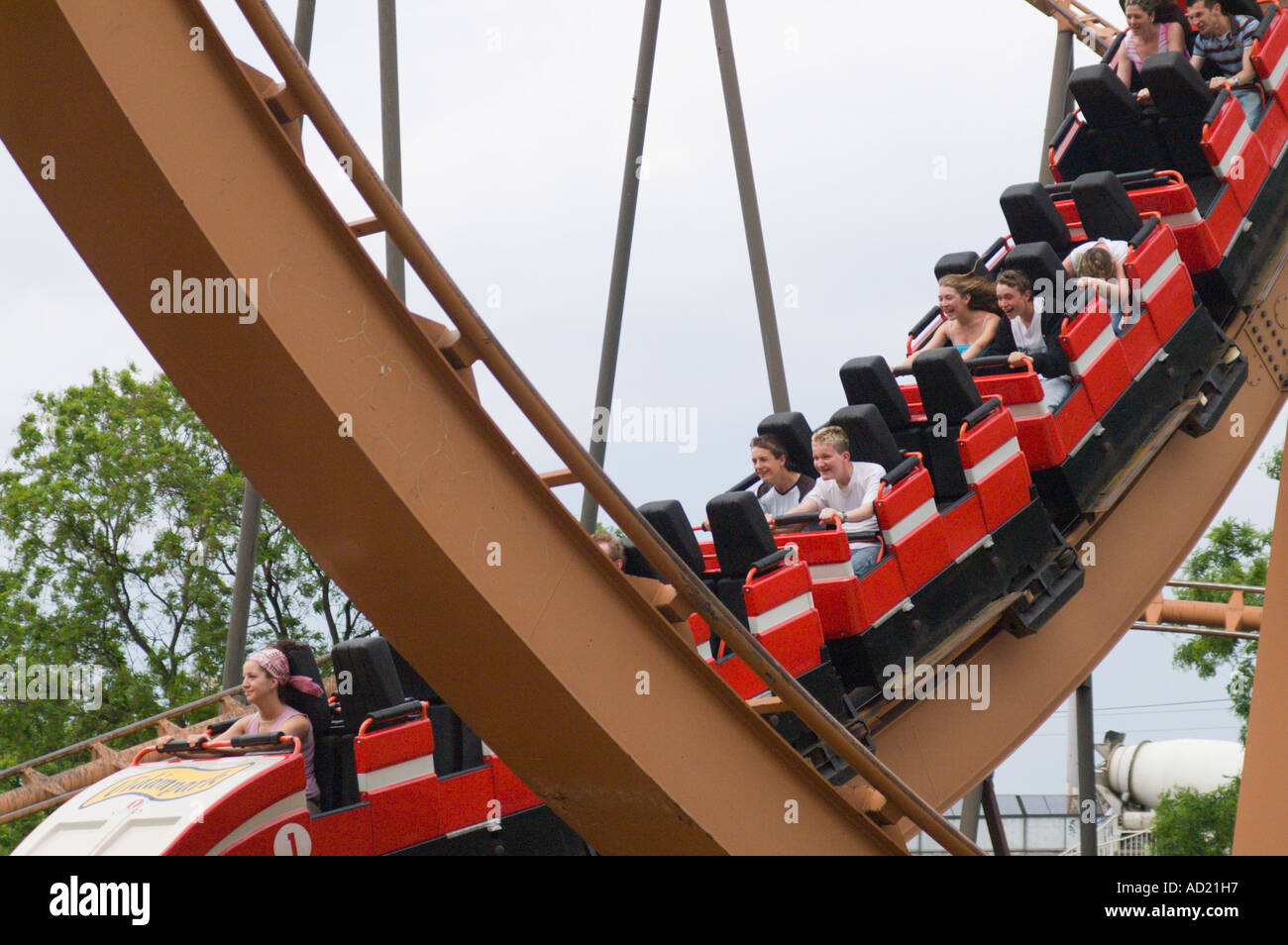 Budapest Funfair roller coaster rides Stock Photo - Alamy