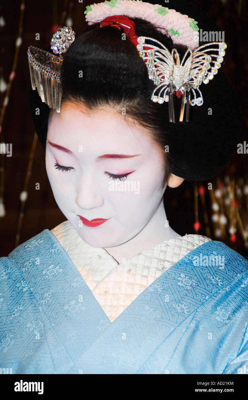 Japan Honshu Island Kyoto Maiko at traditional geisha entertainment at ...