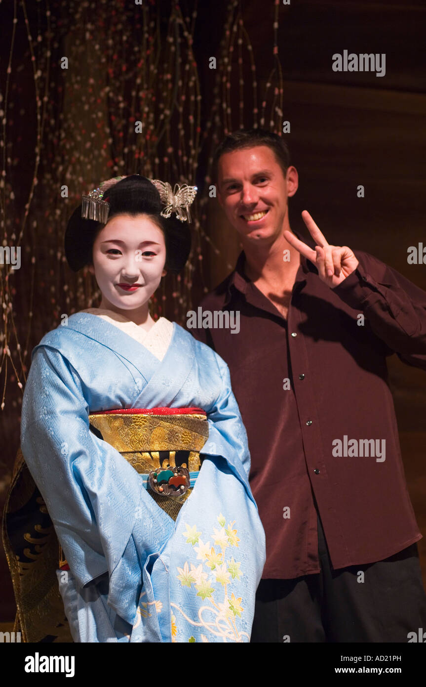 Japan Honshu Island Kyoto Maiko at traditional geisha entertainment at ...