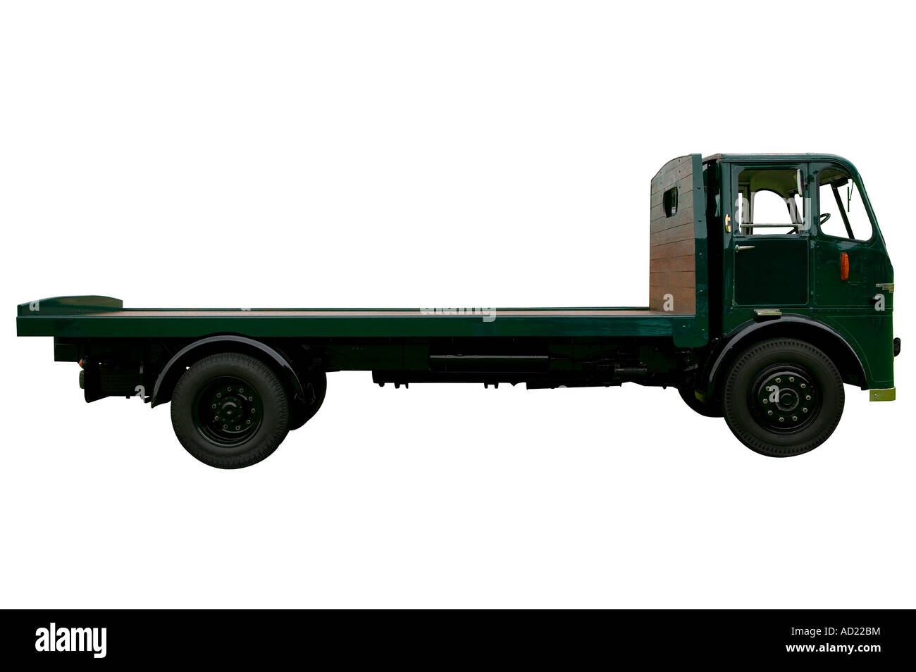 Vintage flatbed lorry isolated on white With clipping path Stock Photo ...