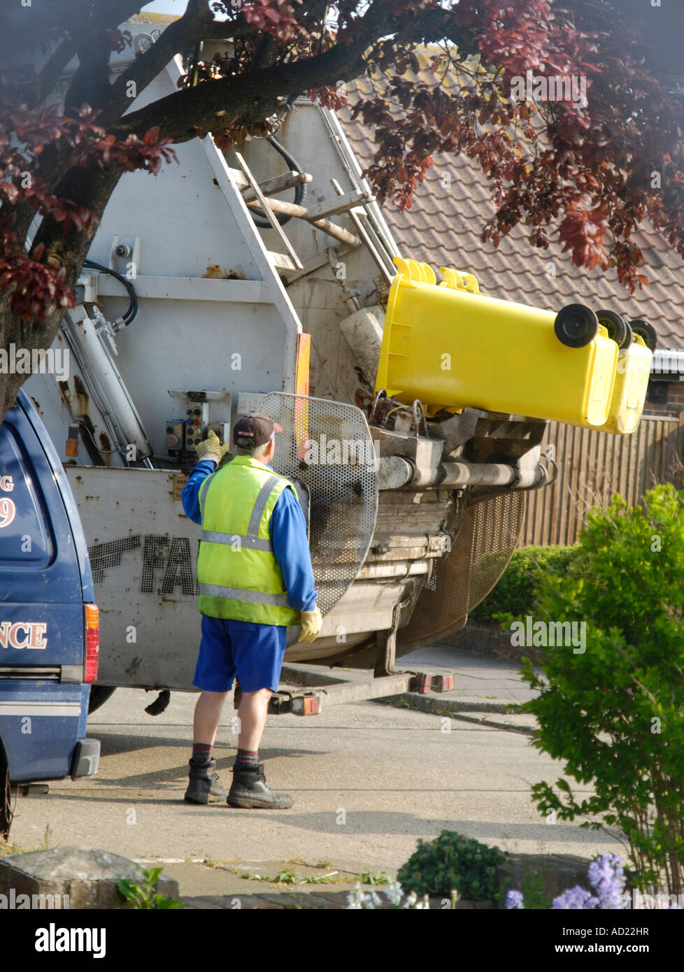 dustmen collecting rubbish Worthing Adur area West Sussex Stock Photo ...