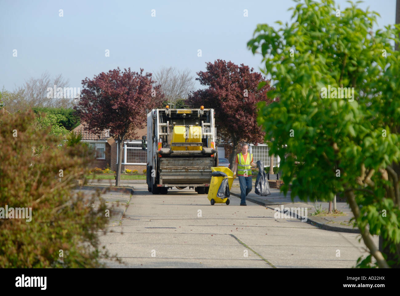 dustmen collecting rubbish Worthing Adur area West Sussex Stock Photo ...