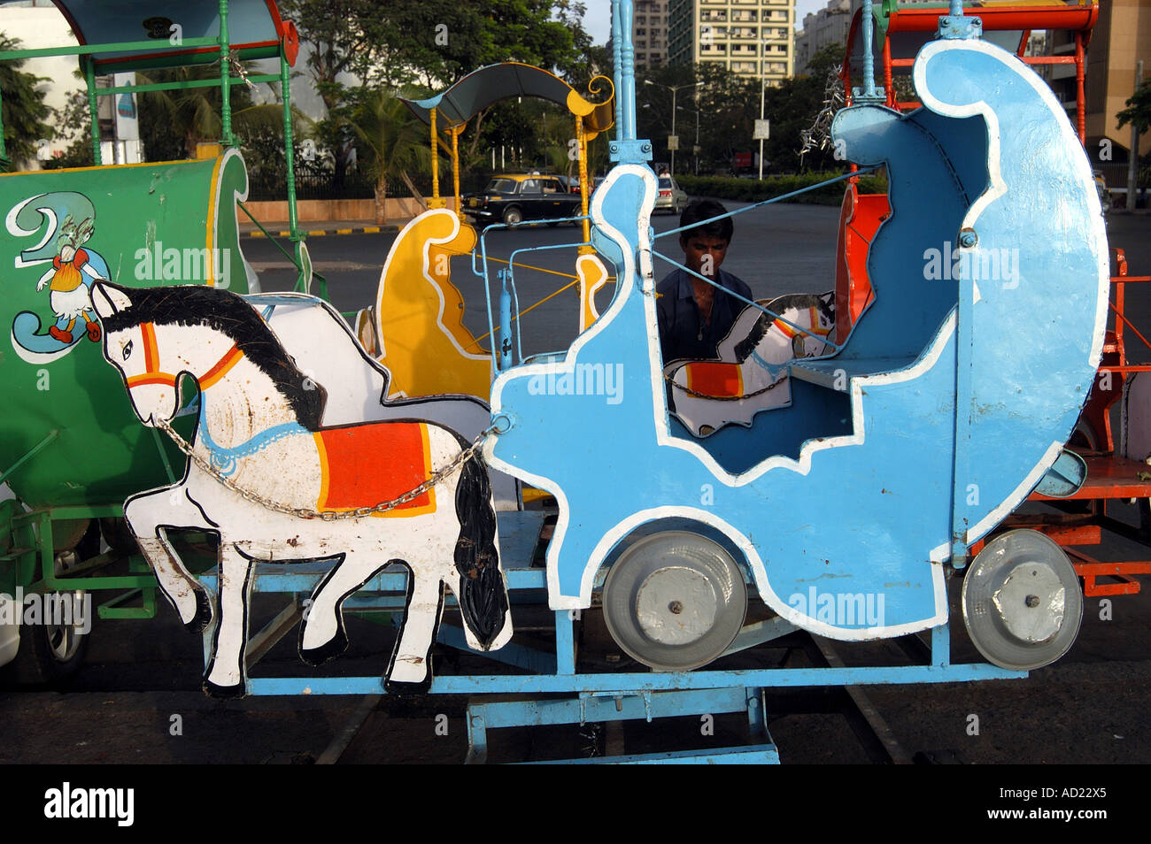 ASB72965 Decorative horse roundabout for children at Marine Lines ...