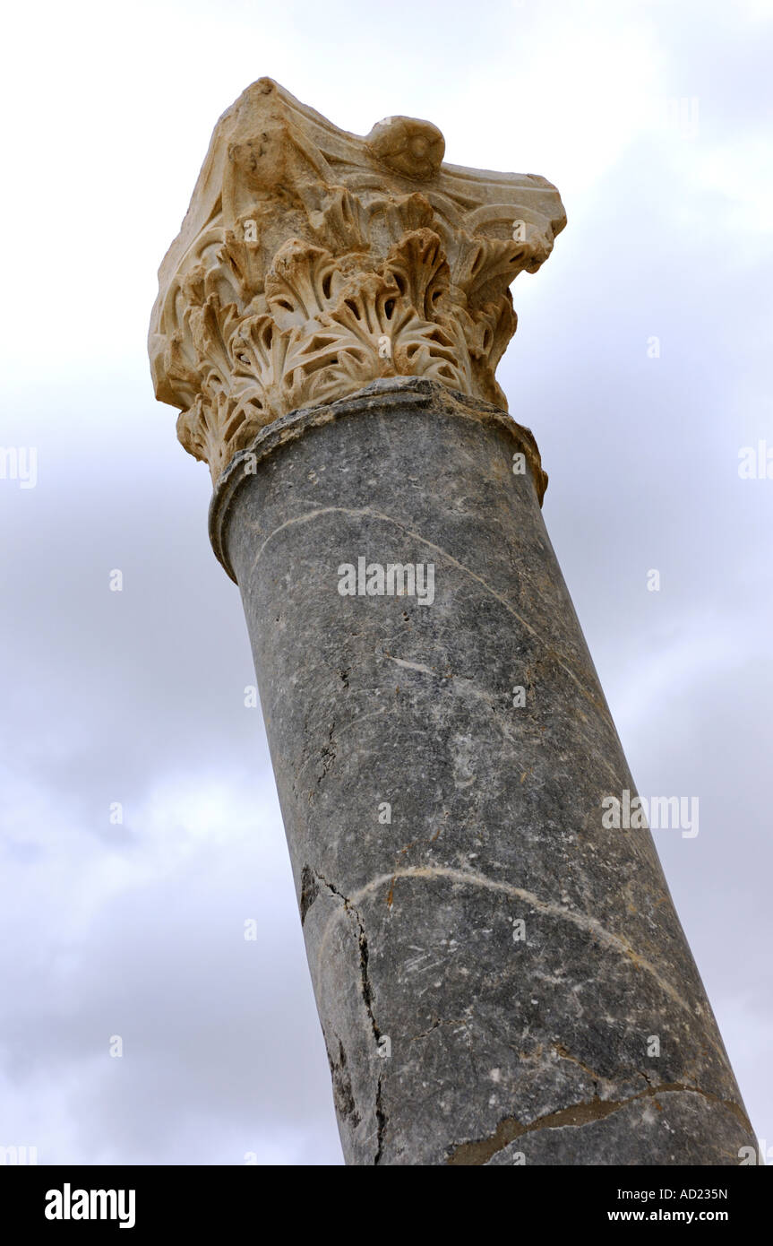 Ancient column with a capital Amathus Archaeological Site Stock Photo ...
