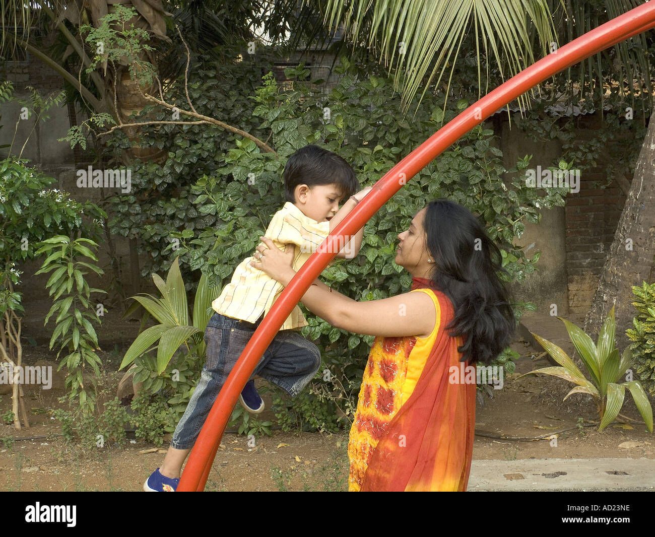 AHP72781 Family Religion Parsi Zorastrian Mother and son mother care ...